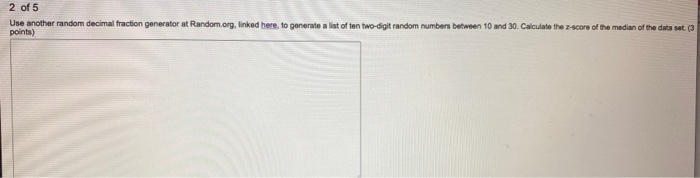 Solved 2 of 5 Use another random decimal fraction generator | Chegg.com