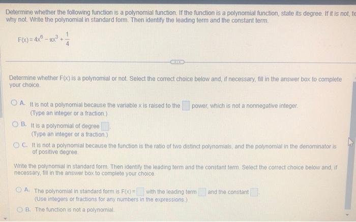 Solved Determine whether the following function is a | Chegg.com