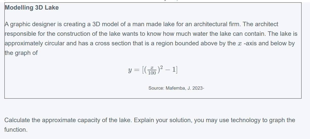 Solved Modelling 3D LakeA graphic designer is creating a 3D | Chegg.com