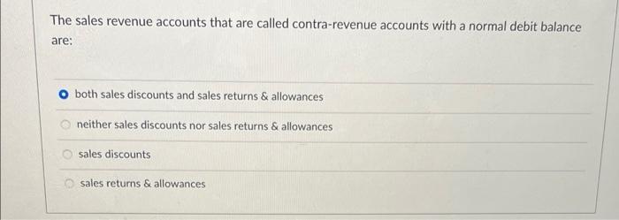 Solved The sales revenue accounts that are called | Chegg.com