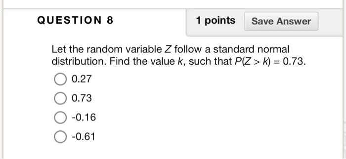 Solved Let the random variable Z follow a standard normal | Chegg.com