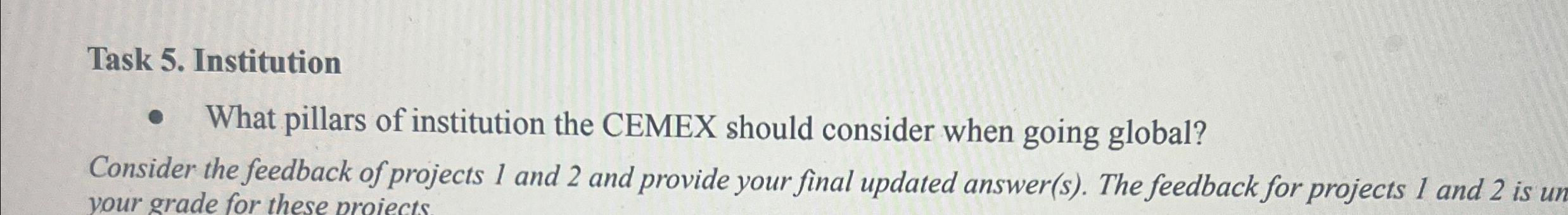 Solved Task 5. ﻿InstitutionWhat pillars of institution the | Chegg.com