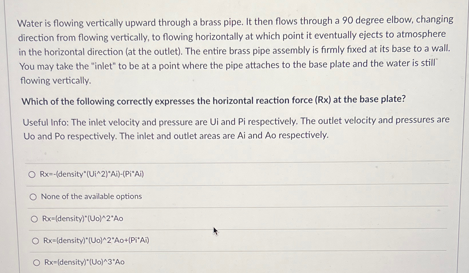 Solved Water is flowing vertically upward through a brass | Chegg.com