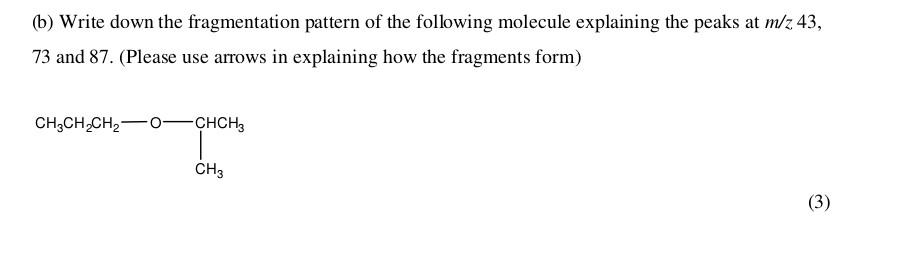 Solved QUESTION 1 (a) Write down the fragmentation pattern | Chegg.com