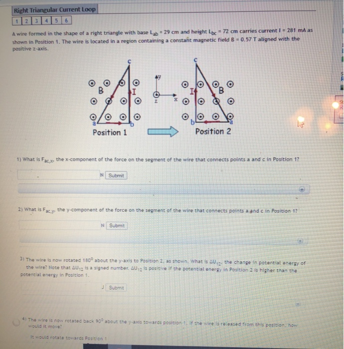 Solved Right Triangular Current Loop A wire formed in the | Chegg.com