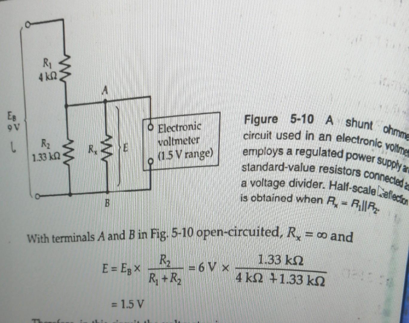 Solved A shunt ohmmeter circuit as in Fig. 5−10 has EB=9 | Chegg.com