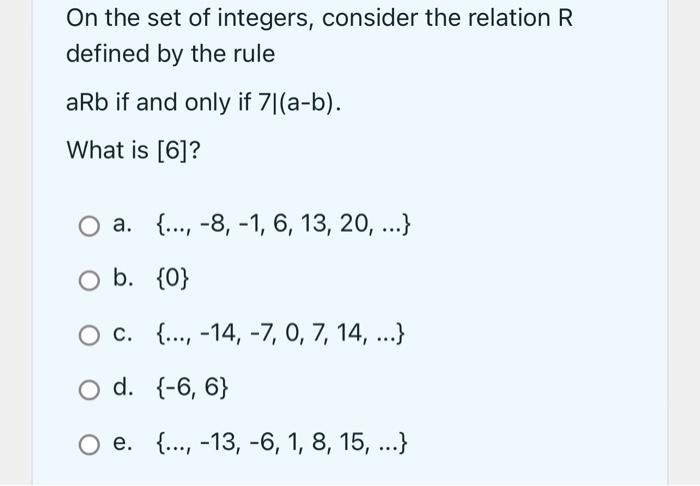 Solved On the set of integers, consider the relation R | Chegg.com