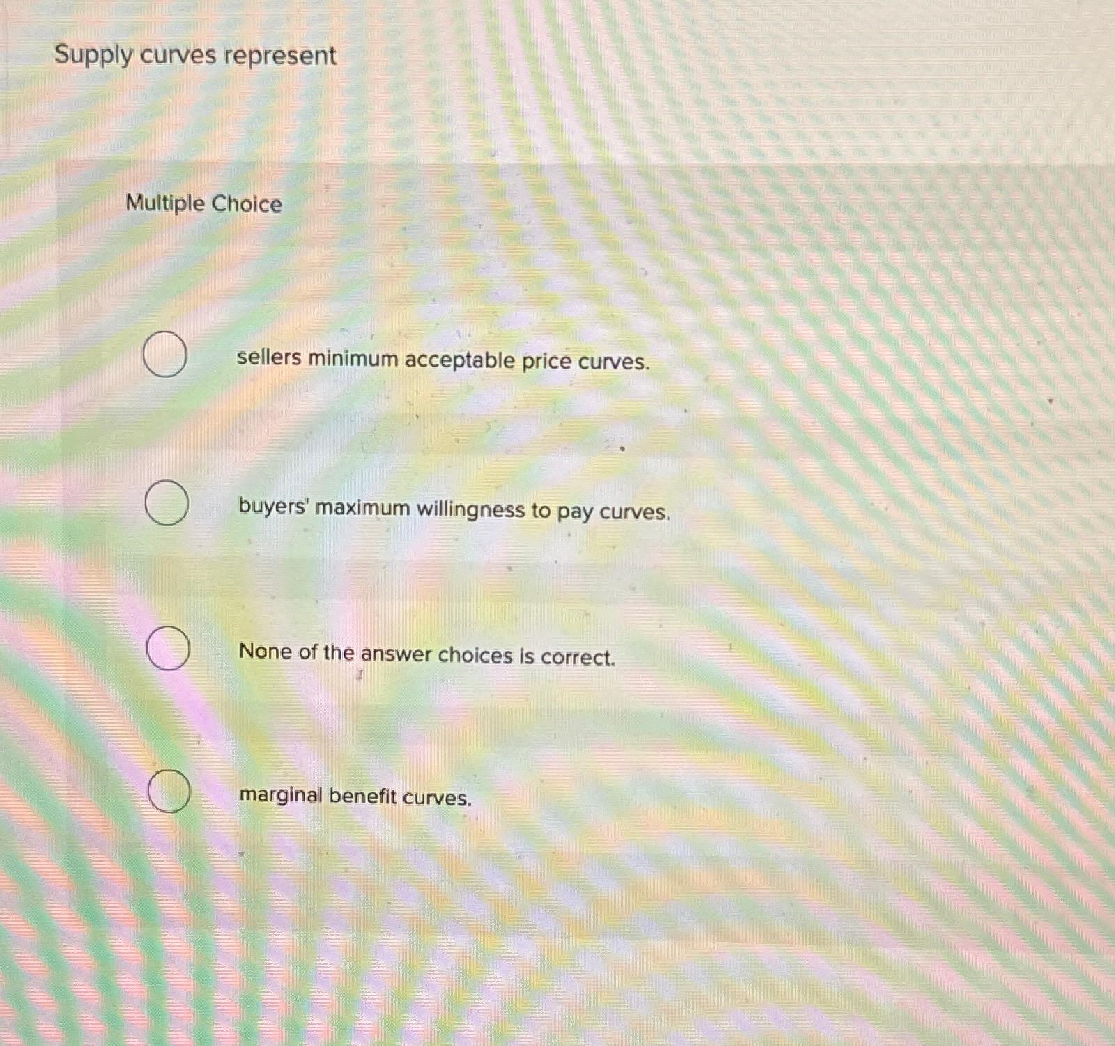 Solved Supply curves representMultiple Choicesellers minimum | Chegg.com