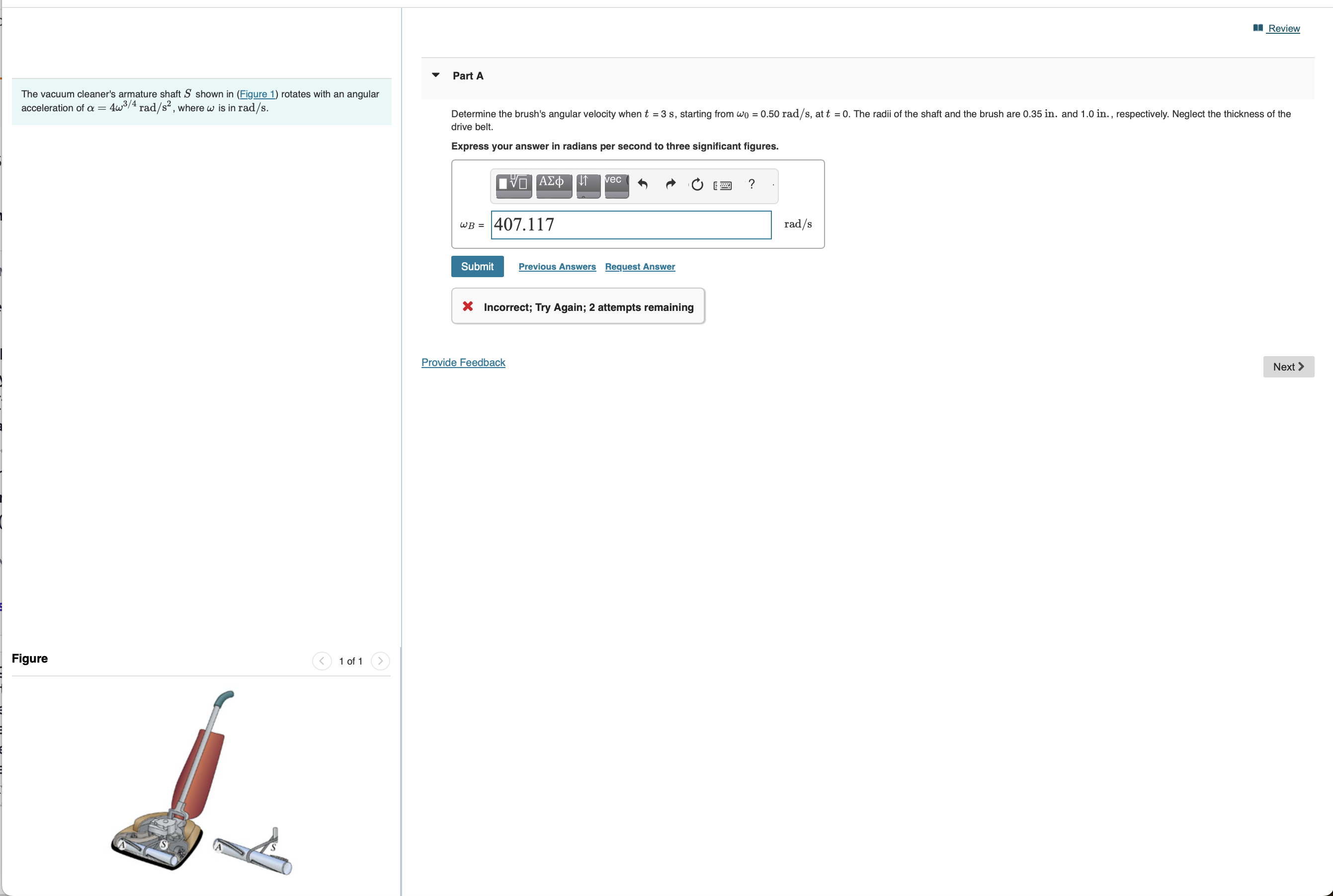 Solved The vacuum cleaner's armature shaft S ﻿shown in | Chegg.com