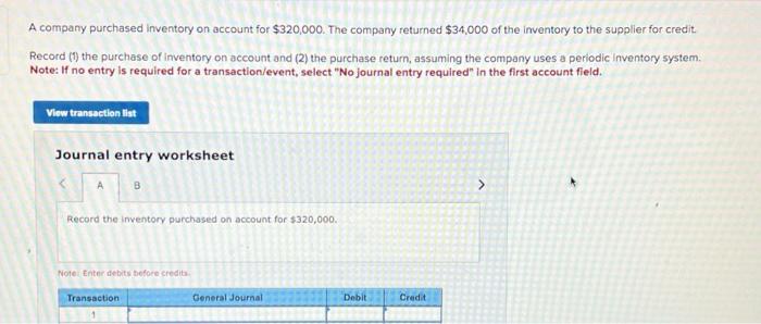 Solved A company purchased inventory on account for | Chegg.com