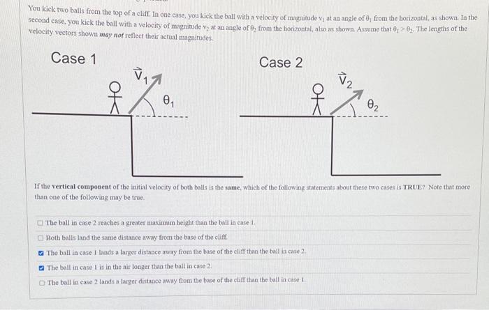 Solved You kick two balls from the top of a cliff. In one | Chegg.com