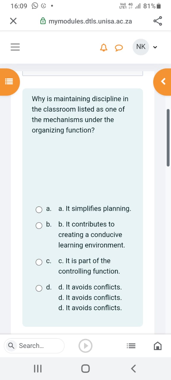 Solved Why is maintaining discipline inthe classroom listed | Chegg.com