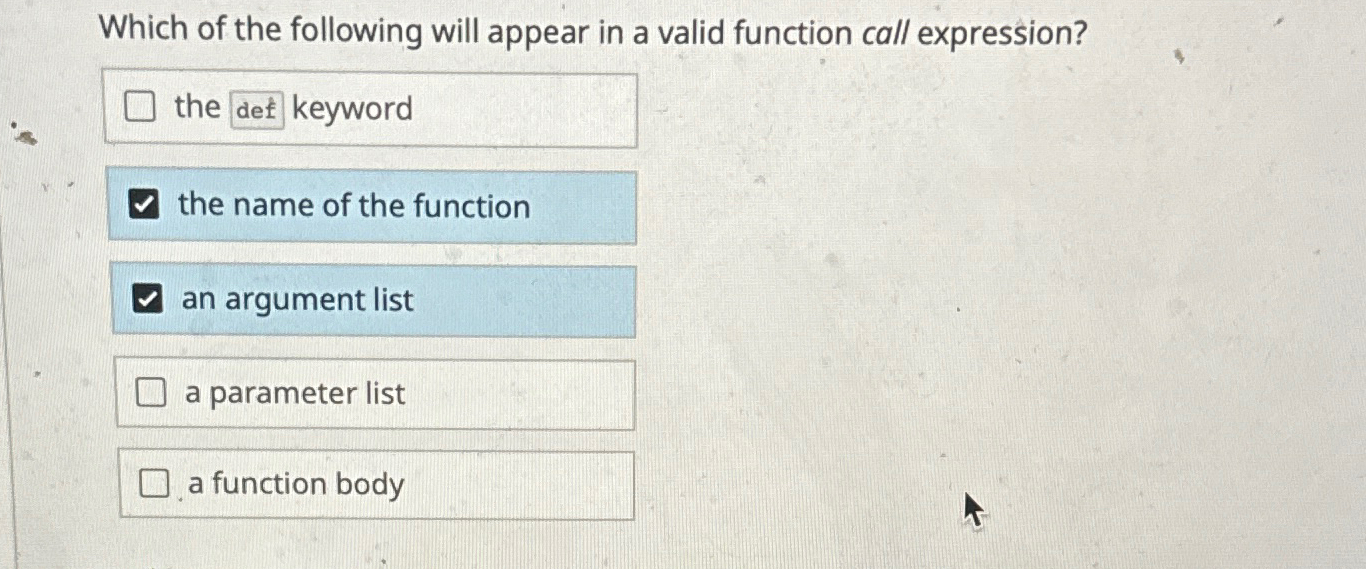 Solved Which of the following will appear in a valid | Chegg.com
