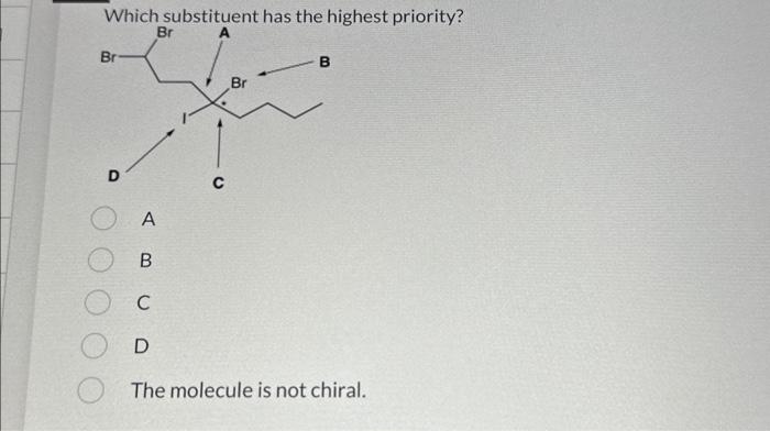 Solved Which substituent has the highest priority? A B C D | Chegg.com
