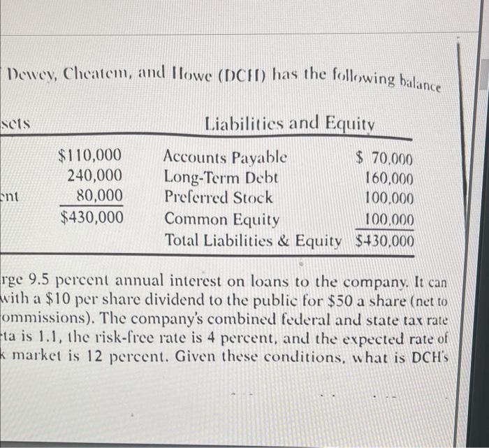 9-23. The law lim of Dewey, Cheatem, and Ilowe (DCHI) | Chegg.com