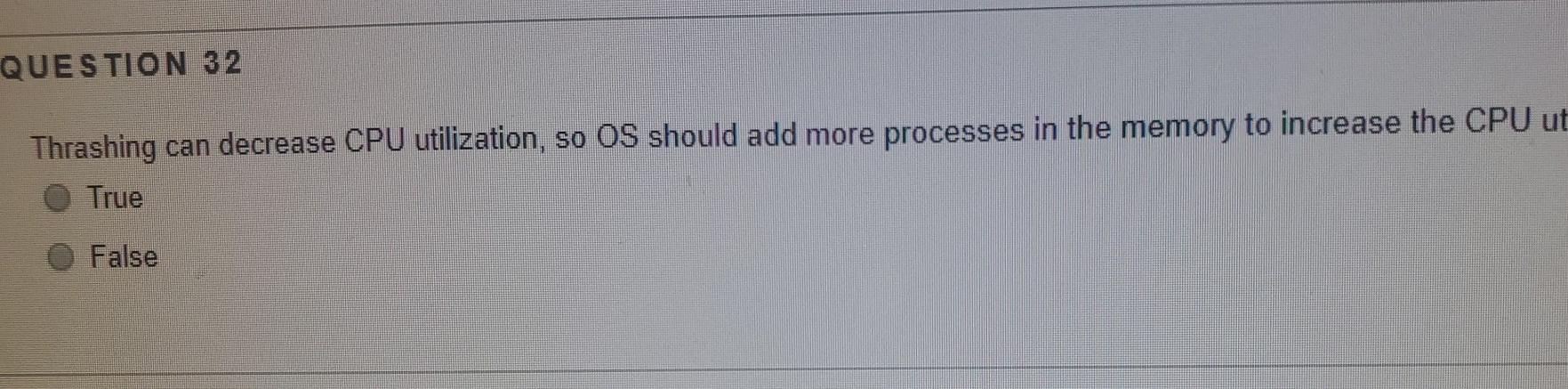 Solved Question 32 Thrashing Can Decrease Cpu Utilization 