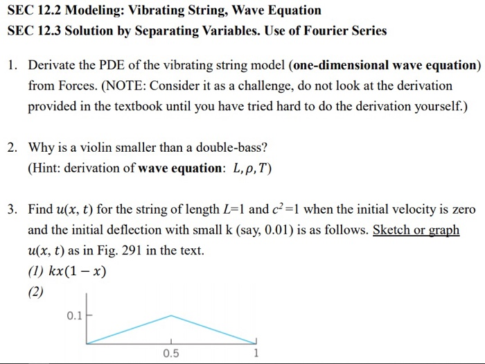 Solved SEC 12.2 Modeling: Vibrating String, Wave Equation | Chegg.com