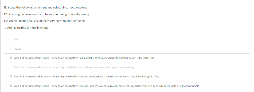Solved Evaluate the following argument and select all | Chegg.com