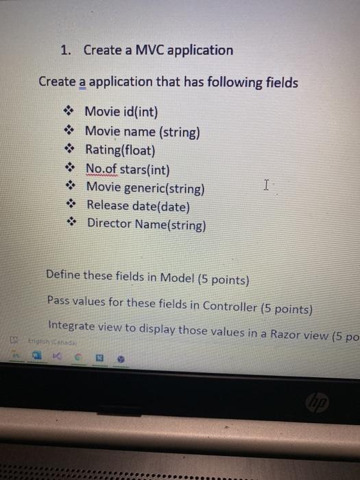Solved 1 Create A Mvc Application Create A Application That