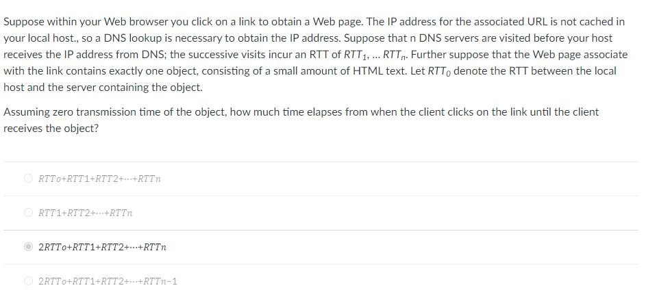 Solved Suppose within your Web browser you click on a link | Chegg.com