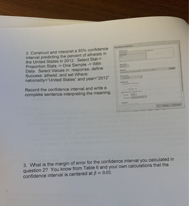 Solved 2 Construct And Interpret A 95 Confidence Interval