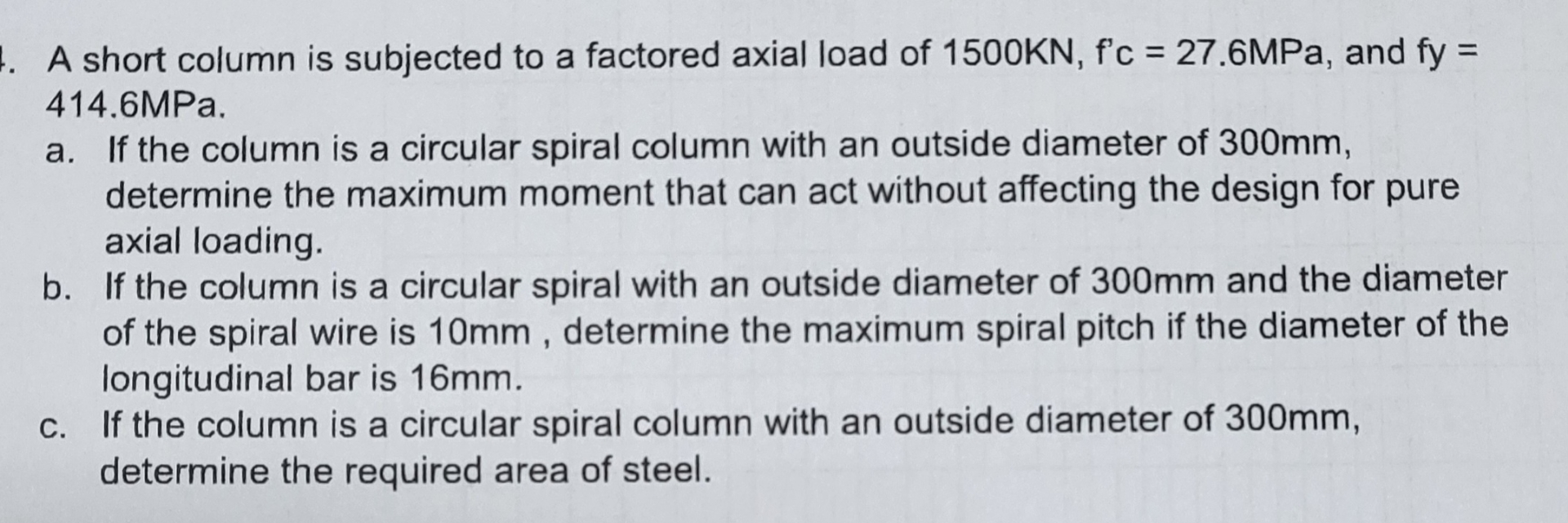 Solved A short column is subjected to a factored axial load | Chegg.com