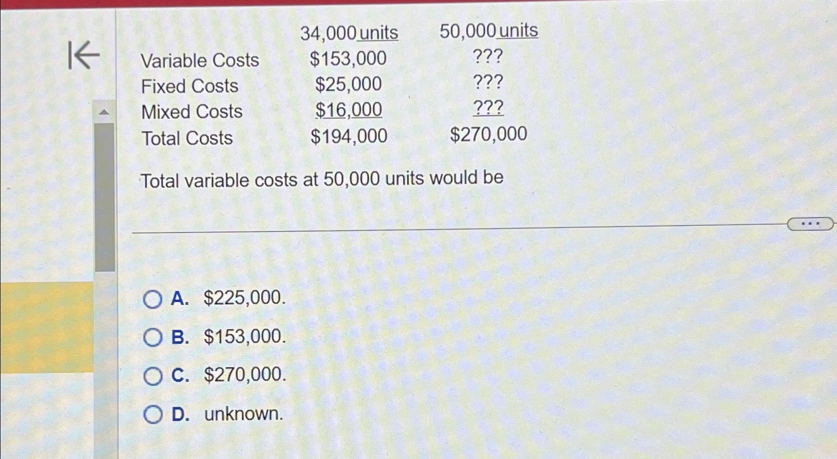 Solved \table[[,34,000 ﻿units,50,000 ﻿units],[Variable | Chegg.com