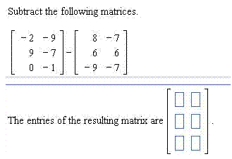 Solved Subtract the following matrices. The entries of the | Chegg.com