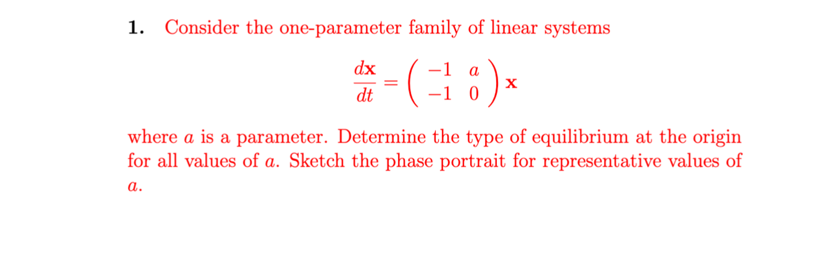 Consider the one-parameter family of linear | Chegg.com
