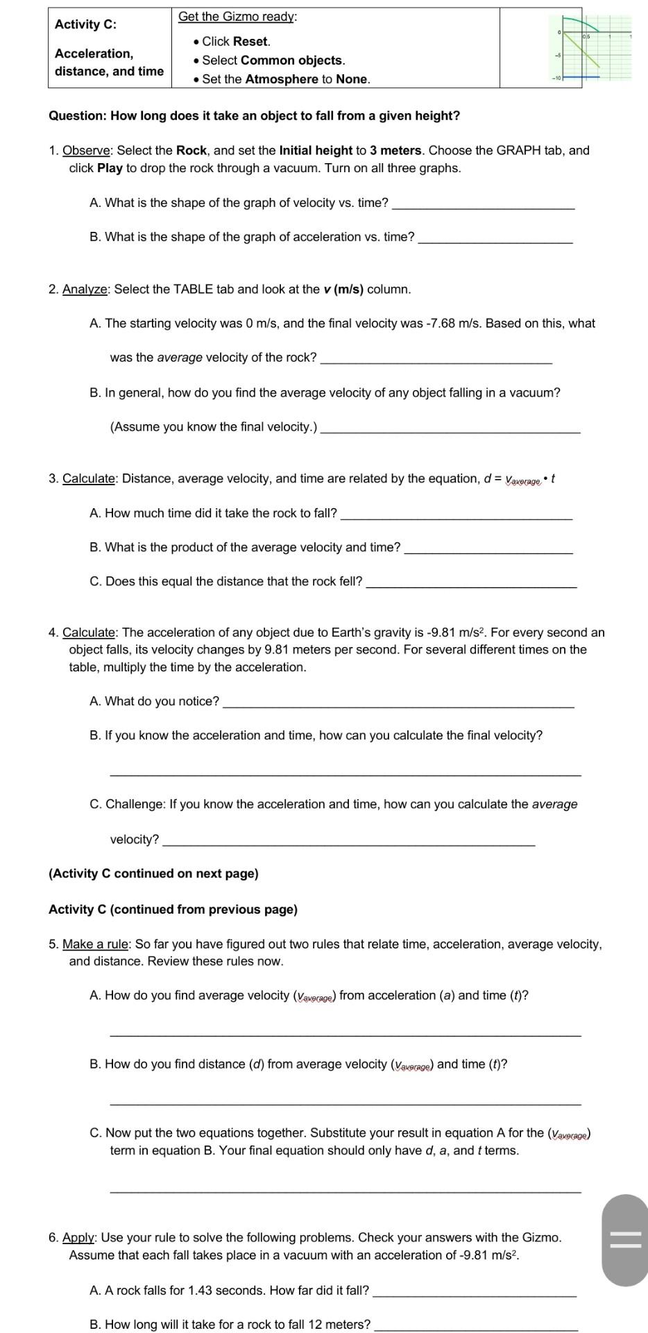 Solved Get the Gizmo ready: Activity C: Acceleration, | Chegg.com