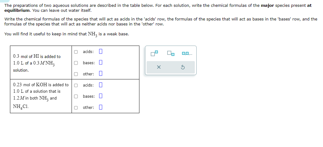 Solved The preparations of two aqueous solutions are | Chegg.com