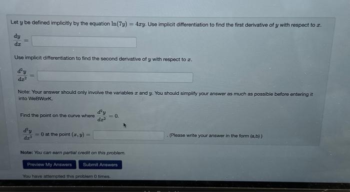 Solved Let y be defined implicitly by the equation | Chegg.com
