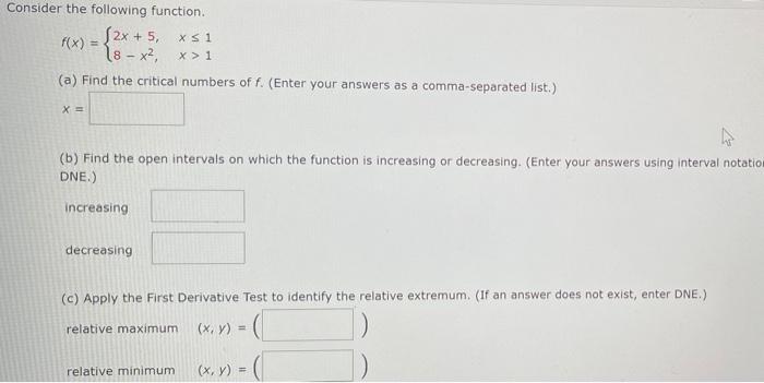 Solved Consider the following function. (2x + 5, X51 f(x) = | Chegg.com