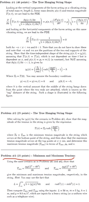 Problem #1 (40 points) - The True Hanging String | Chegg.com