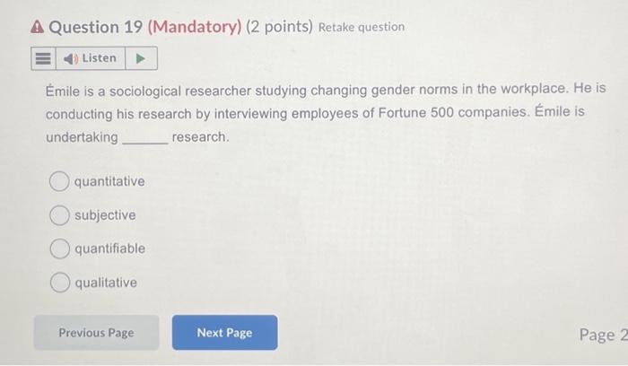 A Question 19 (Mandatory) (2 points) Retake question | Chegg.com