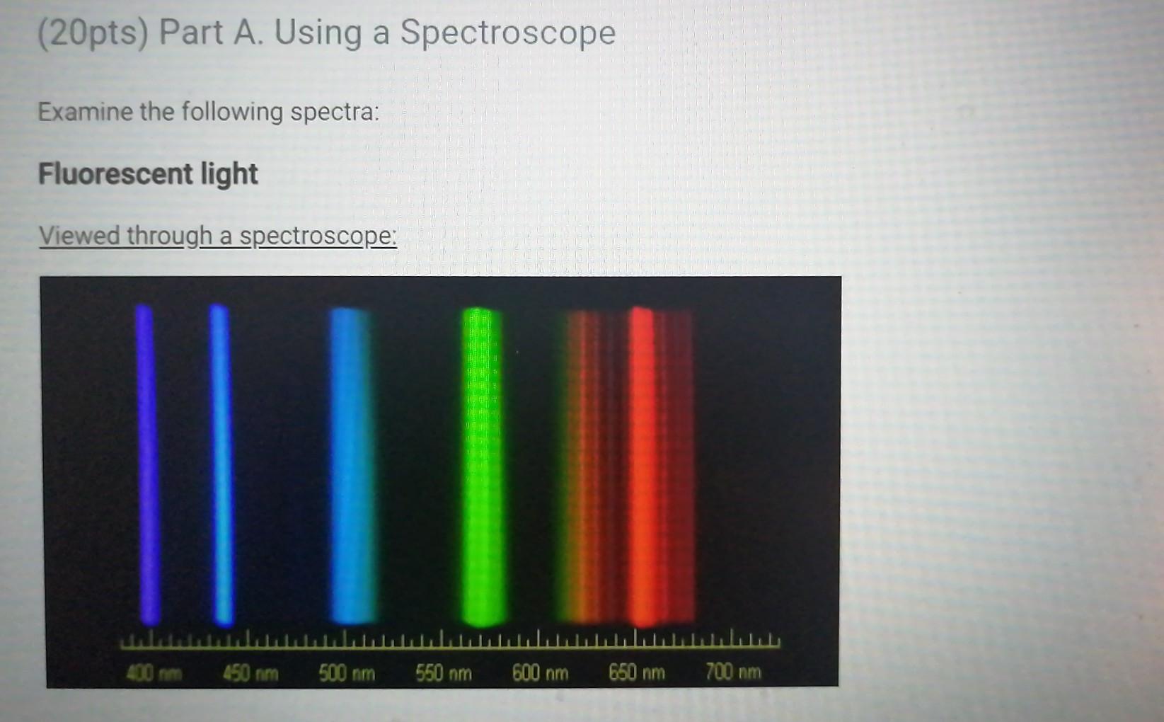 (20pts) Part A. Using a Spectroscope Examine the | Chegg.com