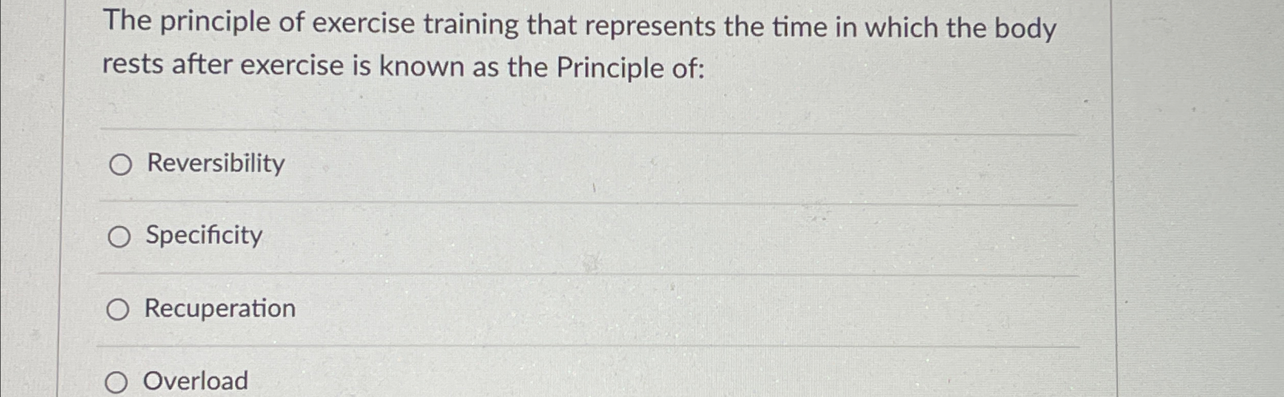Solved The principle of exercise training that represents | Chegg.com