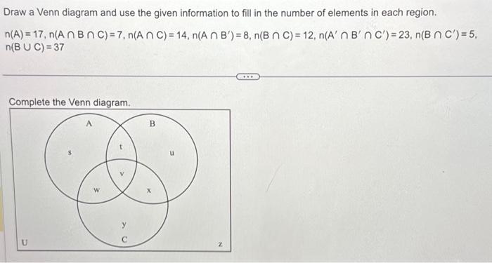 Solved Draw a Venn diagram and use the given information to | Chegg.com