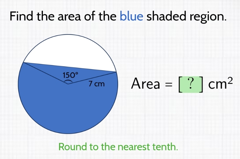 Solved Find the area of the blue shaded region.Round to the | Chegg.com