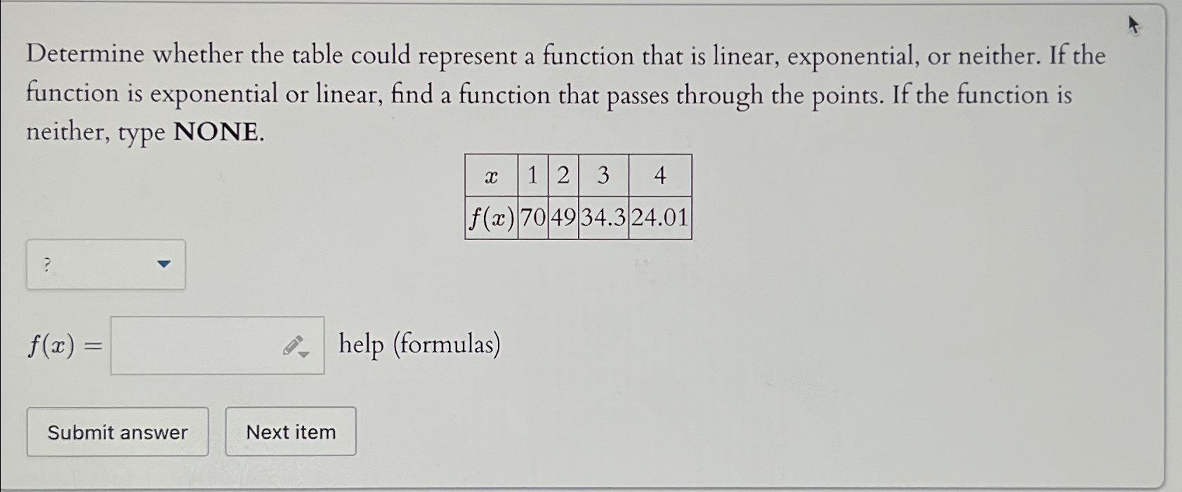 Solved Determine whether the table could represent a | Chegg.com