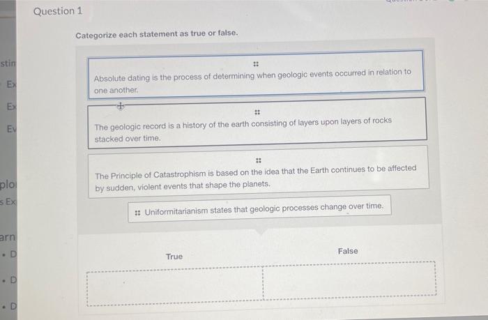 Solved Categorize each statement as true or false. The | Chegg.com