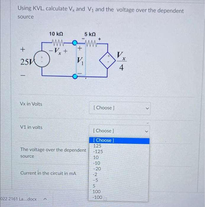 Solved Using KVL, calculate Vx and V1 and the voltage over | Chegg.com Solved Using KVL, calculate Vx and V1 and the voltage over | Chegg.com