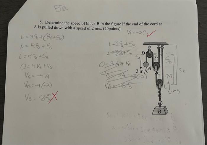 Solved Determine the speed of the bolock B in the figure if | Chegg.com