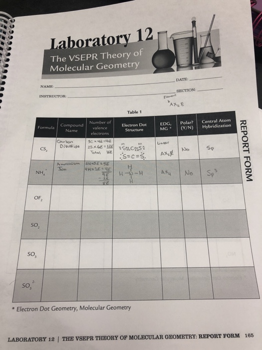 Solved Laboratory 12 The VSEPR Theory of Molecular Geometry | Chegg.com