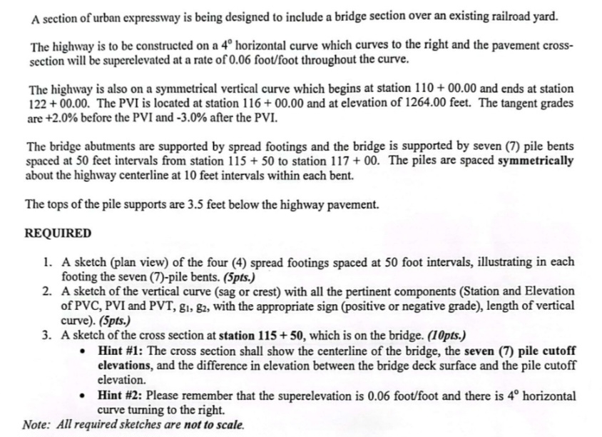 Solved Civil Engineering, Curve Design.Values:Degree of | Chegg.com