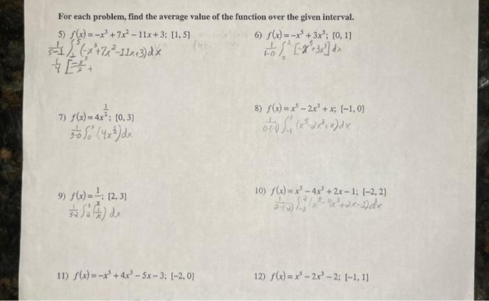 Solved mean value theorem for integralsFor each problem, | Chegg.com