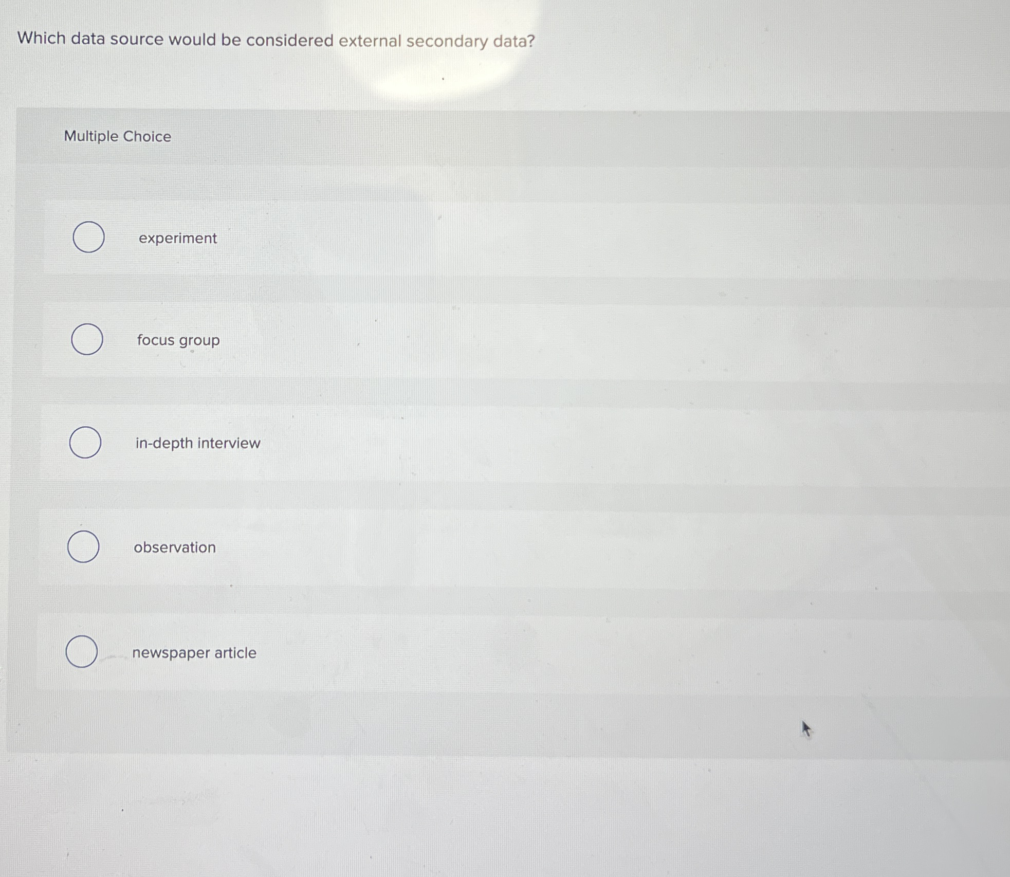 Solved Which data source would be considered external | Chegg.com