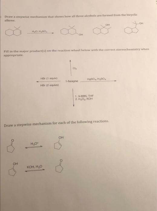 Solved Alkene Reaction Practice Fill in the major product(s) | Chegg.com