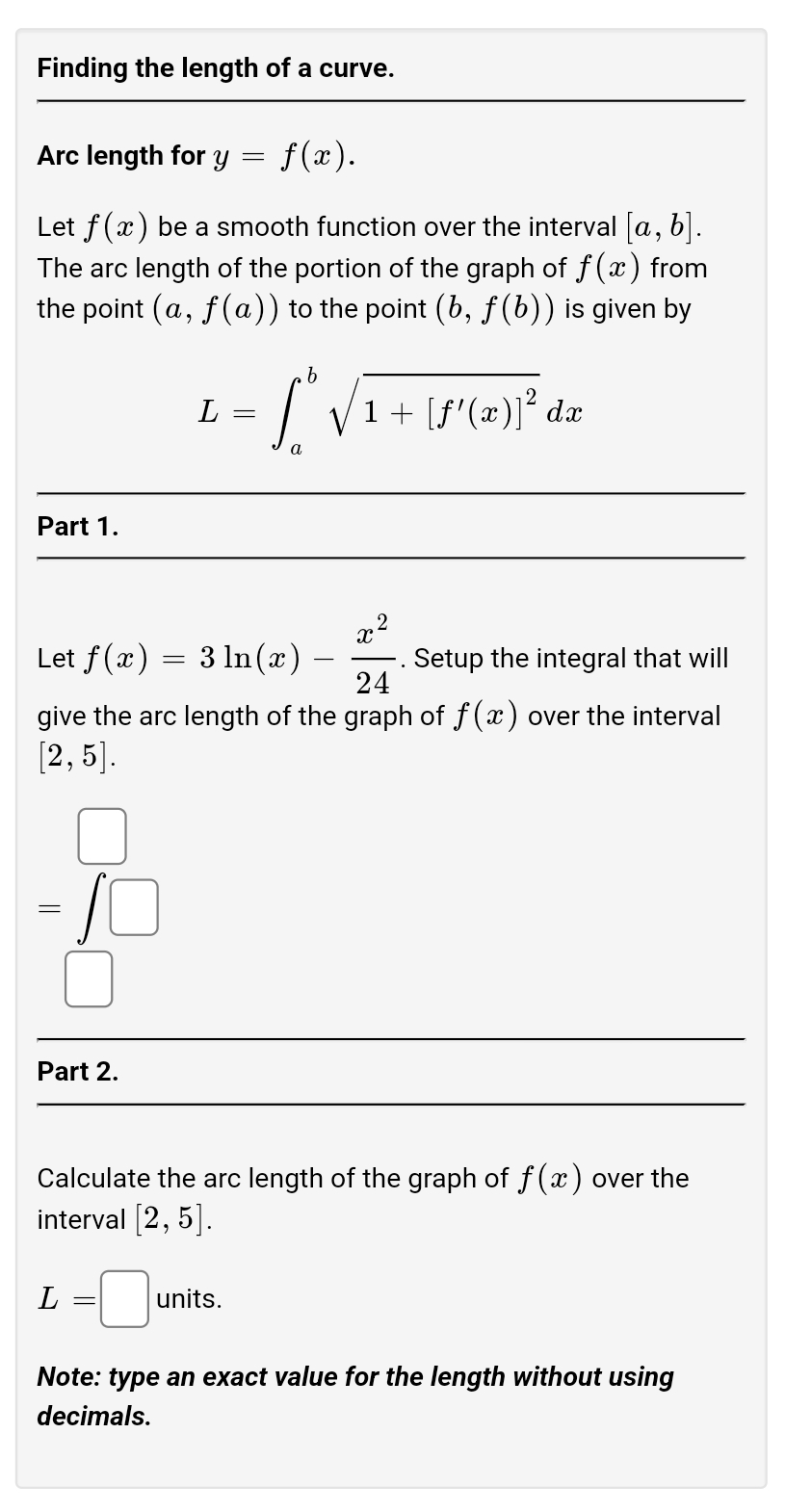 Solved Finding the length of a curve.Arc length for | Chegg.com