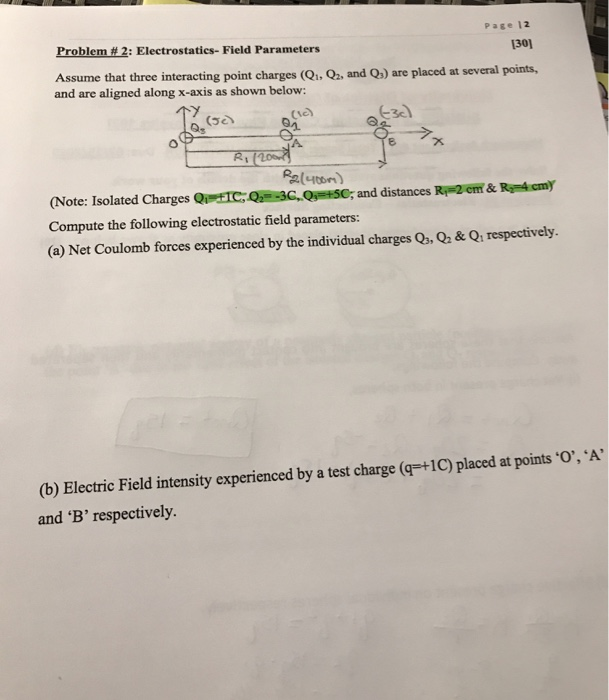 Solved Page 12 Problem #2: Electrostatics - Field Parameters | Chegg.com